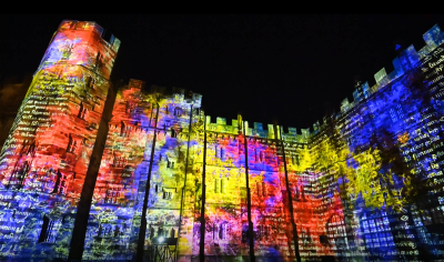 Lancaster Castle during Light Up Lancaster