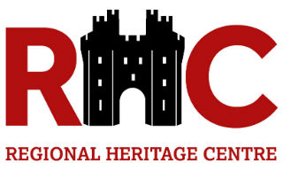 RHC Logo. Text Reads RHC Regional Heritage Centre. The 'H' of RHC is ...